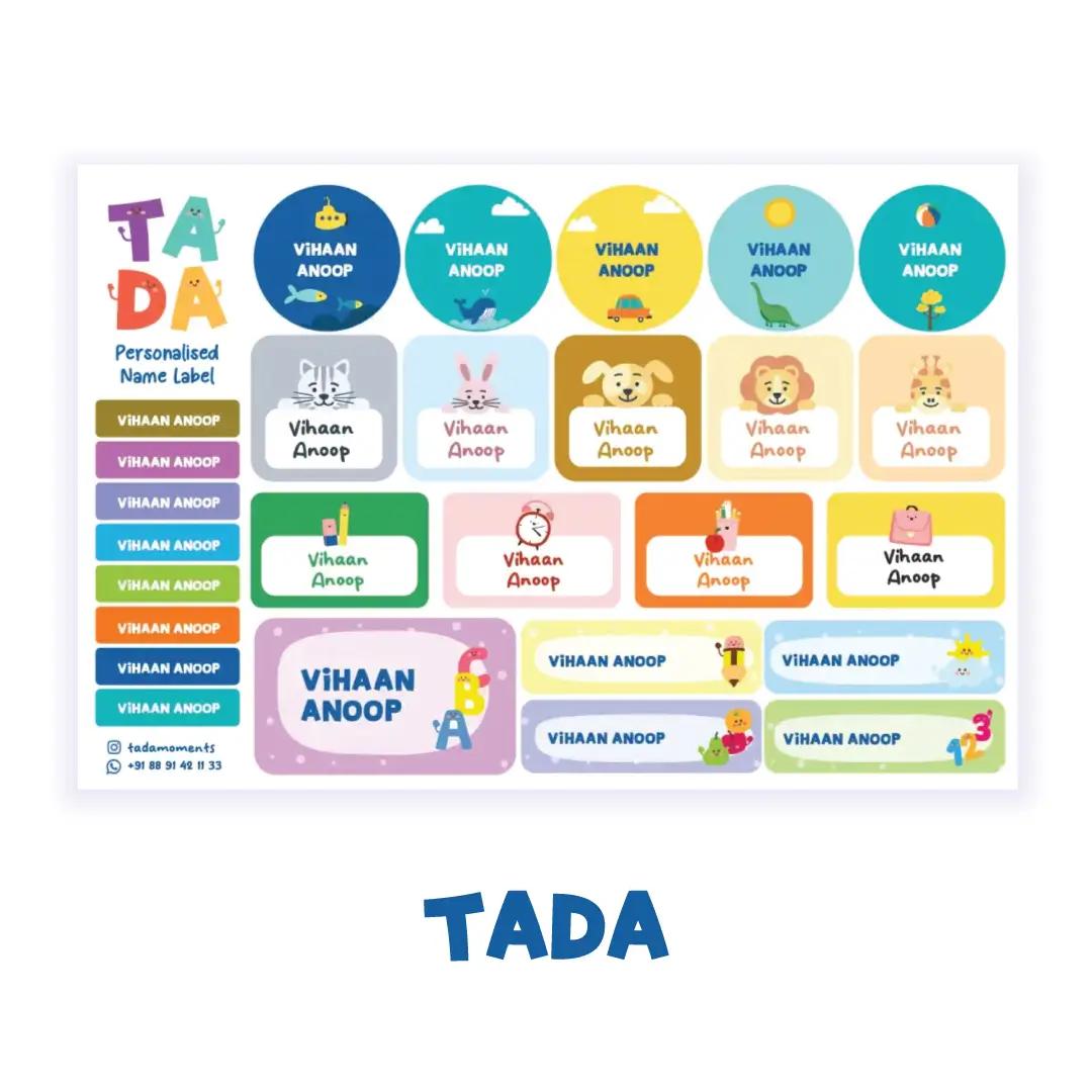 Personalised Name Sticker for School Items | TADA KIDS